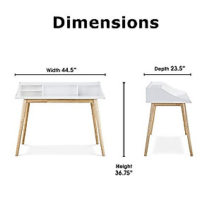 Adore Decor Alton Writing Computer Desk, Laptop PC Workstation, Retro Simple Study Table for Home Office, White