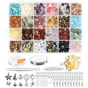 Naler 800Pcs 25 Colors Crystal Beads for Jewelry Making, Crystal Gemstone Beads Ring Making Kit with Supplies for DIY Craft Jewelry Bracelet Necklace Ring Making