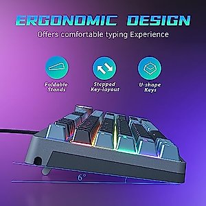 Mechanical Gaming Keyboard, RGB Backlit 104 Keys Full Size Keyboard with Multimedia Knob, Double Shot Keycaps, Full Anti-Ghosting, Blue Switch Wired Computer Keyboard for Windows PC Mac Xbox Gamer