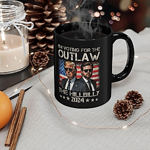 SipSphere Vintage I'm Voting For The Outlaw And The Hillbilly 2024 Mug (Black, 15oz)