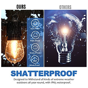 51FT LED Outdoor String Lights with Dimmer Remote, Edison Vintage Shatterproof Bulbs Commercial Grade Weatherproof, Heavy Duty Cafe Patio Lights