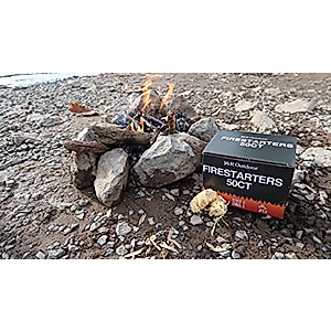 J&R Outdoor 50pc Fire Starter Pack, Extended Burn time FireStarters for Indoor and Outdoor uses, FireStarters for Fireplace, Campfires, Grilling, Wood Stoves, No Odor and Water Resistant