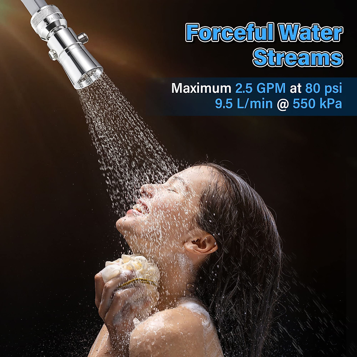 Enhon 1 Set 2 Setting Pivoting Single Spray Shower Head with Shut Off Valve Replacement for 52652-PK Compatible with Delta Shower 2.5 GPM Brass Water Saving Shower Head Chrome 1" Diameter Spray Face