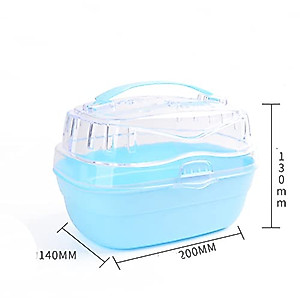 Portable Carrier Hamster Carry Case Cage with Water Bottle Travel&Outdoor for Hamster Small Animals (Blue)