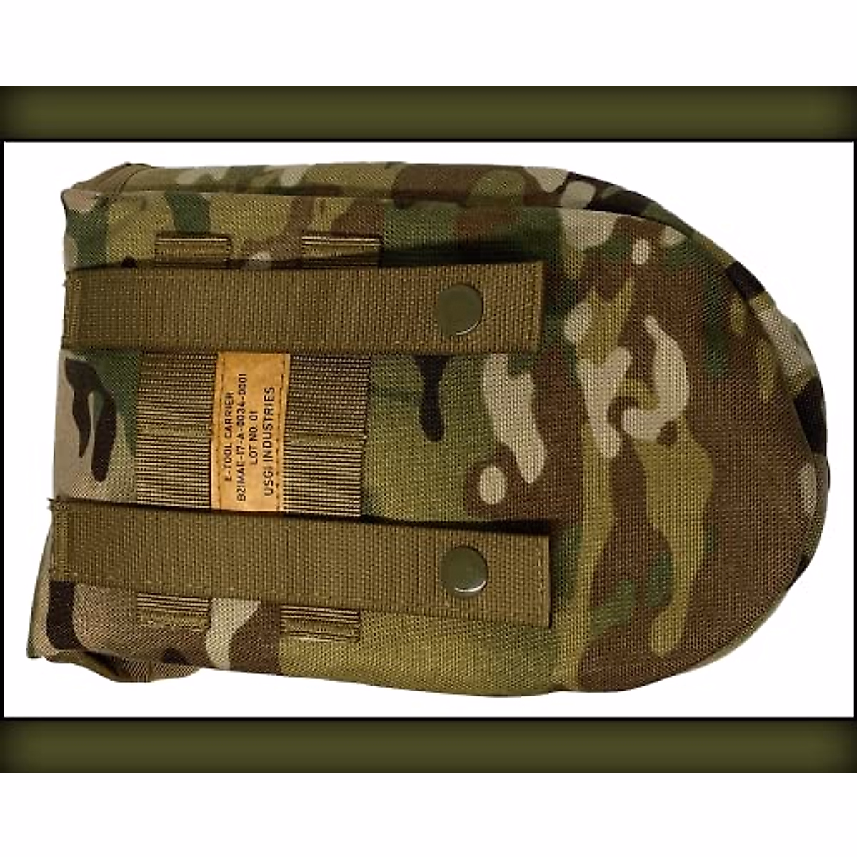 USGI Industries Military Style Shovel | Tri-Fold Entrenching Tool with Serrated Edge | Lightweight, Foldable, Compact, Multi-Use Perfect for Camping, Survival, Trenching (OCP Cover)