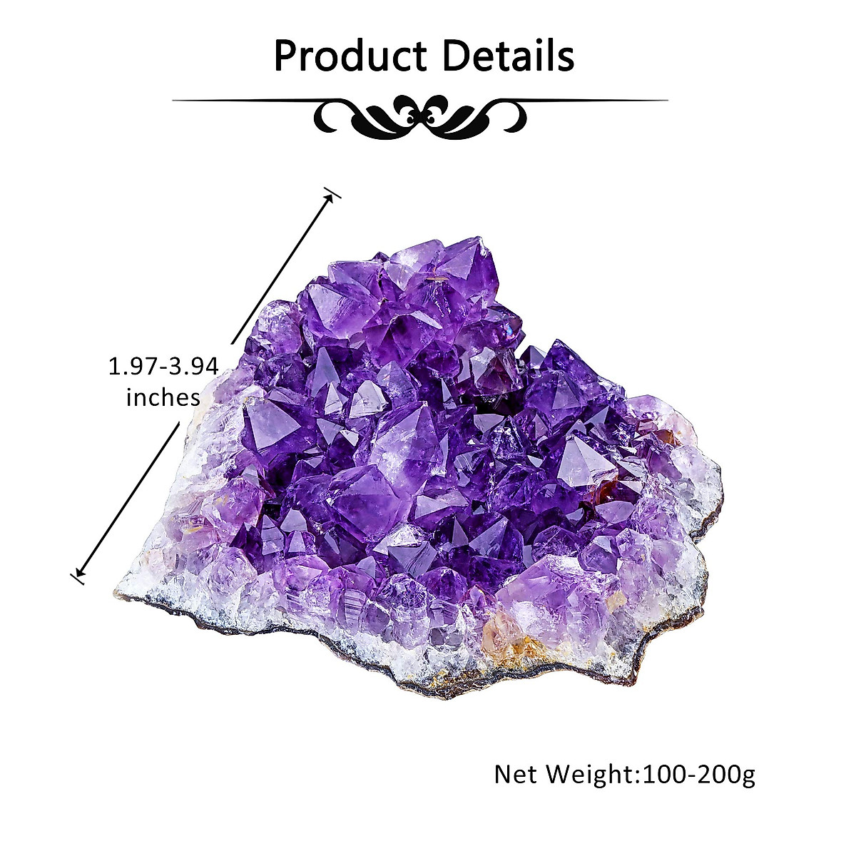 CrystalTears Amethyst Crystal Geode Cluster Raw Amethyst Rock Quartz Healing Crystals Druzy Geode Mineral Specimen Gemstone for Meditation Reiki Healing Home Decor 0.22-0.44 lb