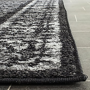 SAFAVIEH Adirondack Collection Area Rug - 4' Square, Black & Silver, Distressed Design, Non-Shedding & Easy Care, Ideal for High Traffic Areas in Living Room, Bedroom (ADR110A)