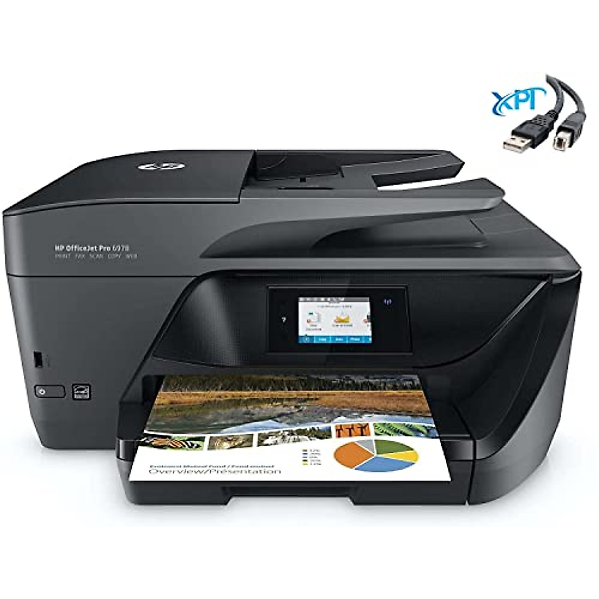HP OfficeJet Pro 6978 All-in-One Wireless Printer, Copier, Scanner, Fax, Duplex 2-Sided Printing, Instant Ink, Compatible with Alexa, with XPI USB Printer Cable