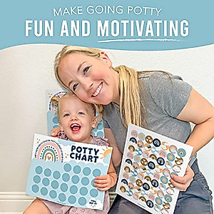 Boho Potty Training Chart for Toddler Girls - Potty Training Sticker Chart for Girls Potty, Potty Chart for Girls with Stickers, Sticker Chart for Kids Potty Training Reward Chart, Kids Reward Chart