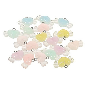 ADOCARN 54 Pcs Heart Pendant Heart Dangle Charms Angel Wings Charm Pendants Love Necklace Earring Charms for Jewelry Making Dijes Para Bisuteria Heart Charms Heart Spacer Suite Resin Gold