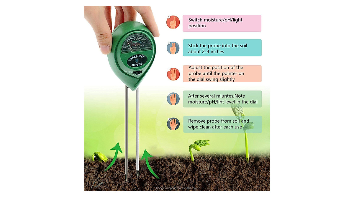 EPOL 3-in-1 Soil Moisture, pH & Light Meter