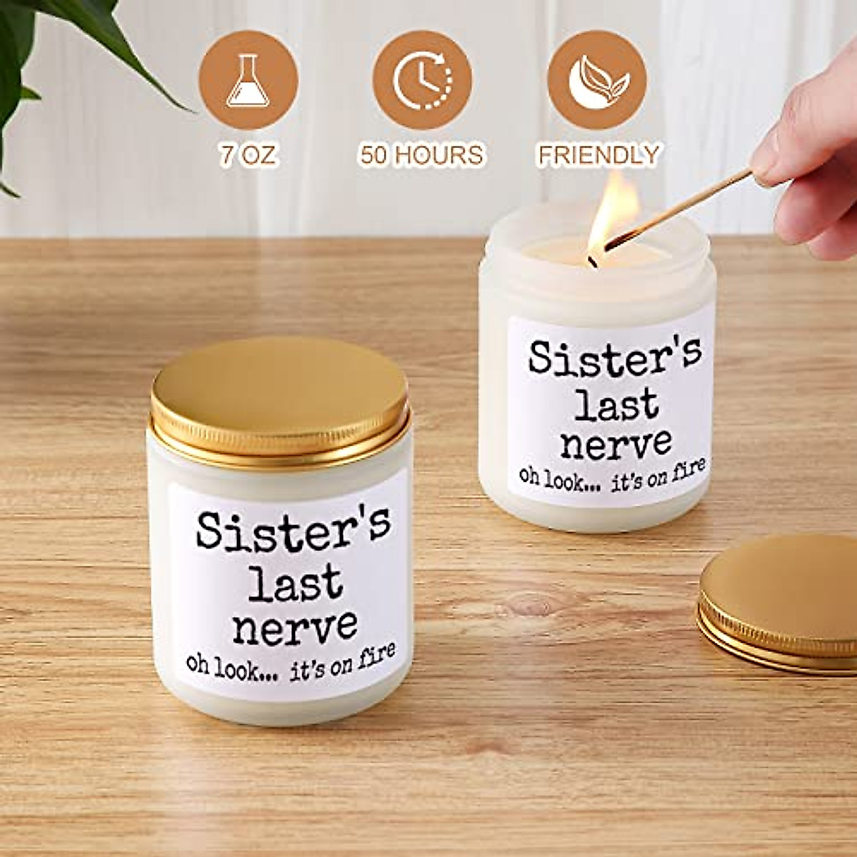 Sisters Gifts from Sister Brother, Funny Birthday Gifts for Sisters, Mothers Day Gifts Christmas Gifts for Sister, Soul Sister, Little Sister, Big Sister, BFF, Sister in Law - Lavender Scented Candles