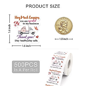 Mail Carrier Thank You Sticker,Thank You Mailman Stickers,Hey Mail Carrier You are Essential Stickers,Mail Envelopes Stickers Handmade Stickers for Small Business 500 PCS