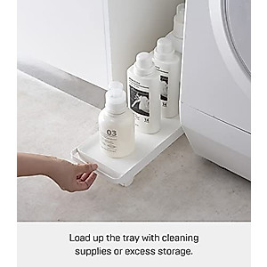 YAMAZAKI Home Rolling Cart Flat Dolly Wheels | Steel | Toilet Paper Stocker, One Size, White