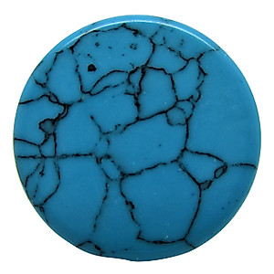 Pierced Republic Turquoise Stone Ear Plugs - Double Flared Gauges - 7 Sizes - Pair (0 Gauge (8mm))