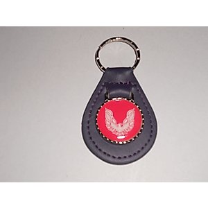 FIREBIRD OR TRANS-AM WHITE BIRD LOGO LEATHER KEYCHAIN - PURPLE