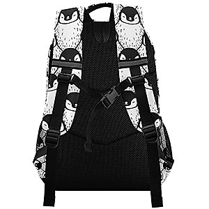 MNSRUU School Backpack with Chest Strap, Cute Penguin Print Laptop Backpack, Travel Hiking Backpack for Boys Girls, Rucksack, Knapsack