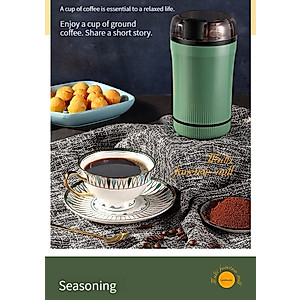 GTUOXIES Electric Grinding Miller, Portable Grain Grinder, Household Flour Miller, Fine Milling, Dry and Hard Grinding for Coffee, Spice, Pepper Beans and More, Stainless Steel Blades (Green)