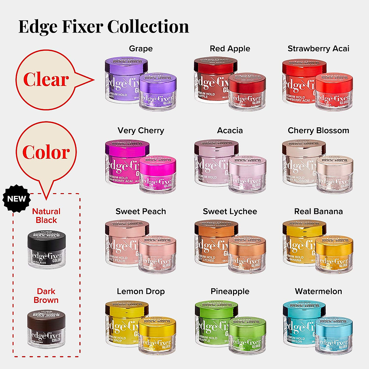 Red by Kiss Edge Fixer Color 24 HR Max Hold & 100% Gray Coverage 30mL (1.01 US fl.oz) Natural Black Perfect for Missing Edges