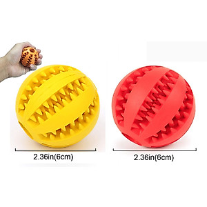 Sunglow 2 Pack Dog Toy Ball，Nontoxic Bite Resistant Teething Toys Balls for Small/Medium/Large Dog and Puppy Cat, Dog Pet Food Treat Feeder Chew Tooth Cleaning Ball Exercise Game IQ Training Ball