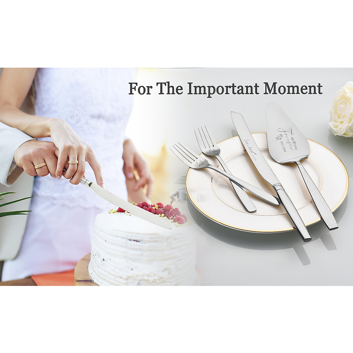 Parihy Wedding Cake Cutting Set, Sliver Wedding Cake Knife and Server Set 2024 with Forks, Mr and Mrs Cake Cutting Set for Wedding, Engagements Anniversaries (Silver)