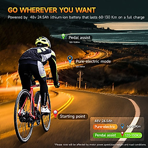 FcotMiue Ebike Battery Pack 48V 24.5Ah Polly Electric Bike Downtube Lithium ion Batteries 5 Pin w/40A BMS丨3A Charger丨XT60 Port for 350W 500W 750W 1000W 1500W Motor (US Warehouse 2-5 Day Delivery)