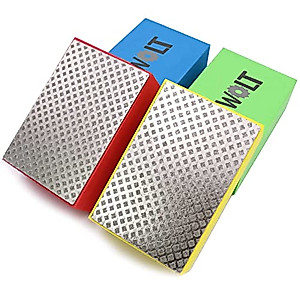 KEEYWOLT Diamond Hand Polishing Pads extremely Sharp Sanding Block Kit For Sanding Ceramic Tile Concrete Glass Stone Granite Marble-60#,100#,200#,400# 4Pcs(Grid)