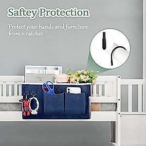 Trycooling Bedside Caddy, Bedside Organizer Caddy Hanging Storage for Dorm Rooms Bed Rails Bunk Hospital Beds Crib (2pc Navy Blue)