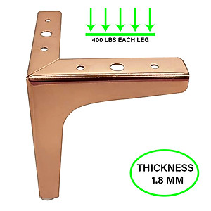 Metal Furniture Legs Feet Set of 8 – Rose Gold Pink Couch Sofa Legs 4 Inch For Furniture Cabinet Bed Chair Nightstand TV Stand , Patas Metalicas Oro Rosada Para Muebles Sofas Sillas Base Cama Modernos