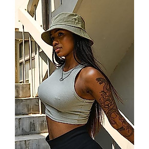 FURTALK Bucket Hats for Women Washed Cotton Packable Summer Beach Sun Hats Mens Womens Bucket Hat with Strings for Travel