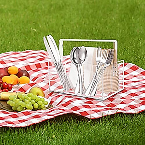 Utensil Holder Silverware Caddy Countertop Cutlery Organizer For Napkins Flatware Spoon Fork Knife For Picnic Party Plastic Acrylic
