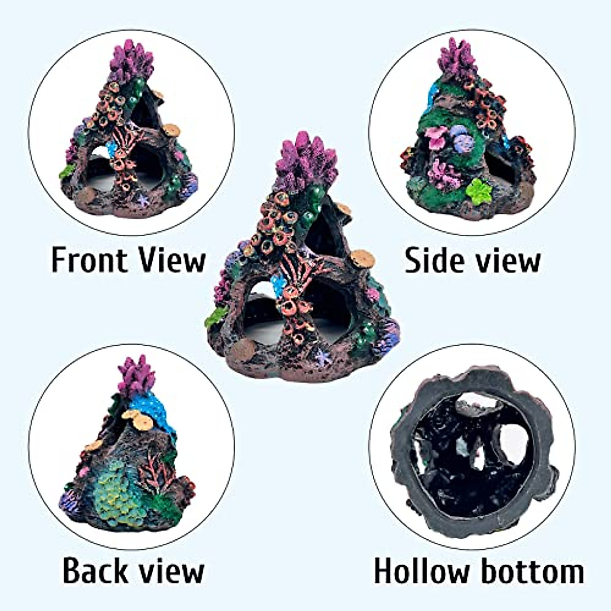 PINVNBY Coral Aquarium Decoration Fish Tank Resin Rock Mountain Cave Ornaments Betta Fish House for Betta Sleep Rest Hide Play Breed