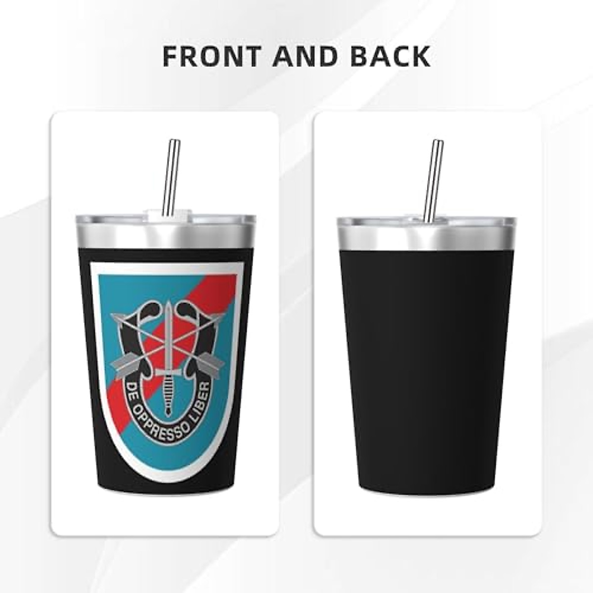 Us Army 20th Special Forces Group Insulated Stainless Steel Tumbler 12 Oz Thermos Come With Straw Leak-Proof Travel Mug Cup