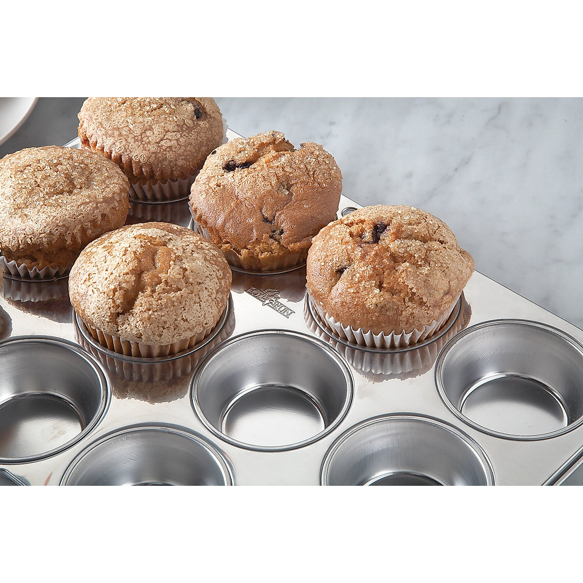 Fox Run 12-Cup Muffin and Cupcake Baking Pan, 10.5 x 13.75 x 1.25 inches, Silver