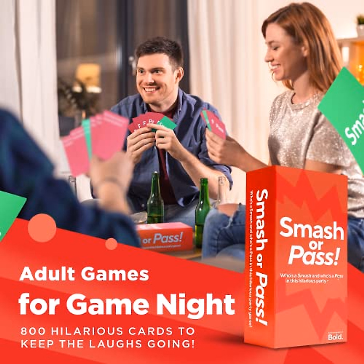 Bold. Smash or Pass: The Hilarious Game Night Adult Card Game - 3-20 Players - Fun Card Games and Party Card Game for Adults - Perfect for Girls Night, Bachelorette Party, or Strangers