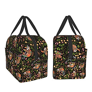 Sloth Insulated Lunch Bag with Front Pocket,Reusable Cooler Tote with Zipper for Men & Women