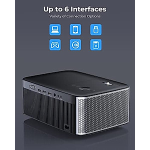Projector with WiFi and Bluetooth, TURBOAMP 5G Native 1080P Movie Projector, 4K Supported, 300 ANSI Lumen 200" Display Home Movie Theater Projector, Compatible w/TV Stick/Phone/PC/PS5