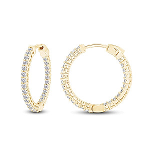 IGI Certified 1 Carat (Cttw) Round Lab Grown Diamond Inside Out Hoop Earrings In 10k Solid Yellow Gold 1 CT