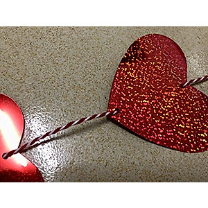 LeeSky 6Pcs Red Valentines Heart Garland Valentines Day Heart Banner Valentines Hanging Hearts Decorations for Happy Valentines Day Decorations