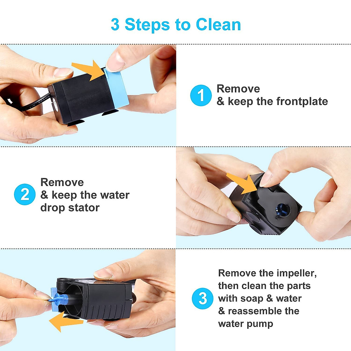 SanKlev SP-400LV Cat Water Fountain Pump,USB Replacement Pump for Pet Drinking Fountains Compatible with Ceramic, Butterfly,Seaside and Multi-Tier Pet Fountains(No AC Adapter)