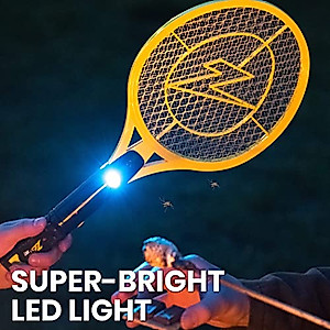 ZAP iT! Electric Fly Swatter Racket & Mosquito Zapper with Blue Light Attractant - High Duty 4,000 Volt Electric Bug Zapper Racket - Fly Killer USB Rechargeable Fly Zapper Indoor Safe - 2 Pack, Yellow