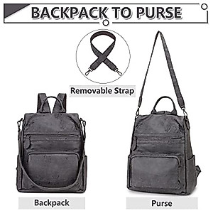 RAVUO Backpack Purse for Women, PU Leather Anti-theft Backpack Fashion Convertible Shoulder Bag for Ladies Three Ways to Carry