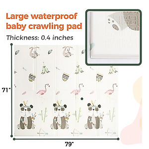 Baby Playmat for Crawling,0.6in Thick Extra Large Foldable Play Mat for Baby, Waterproof Non Toxic Anti-Slip Reversible Foam Playmat for Toddlers Kids(79 * 71 * 0.4)