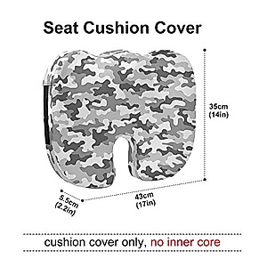 Qilmy Camouflage Seat Cushion Cover Breathable Non-Slip Memory Foam Seat Cushion Cover for Office Chair Car Wheelchair, 17 x 14 x 2.2 Inch