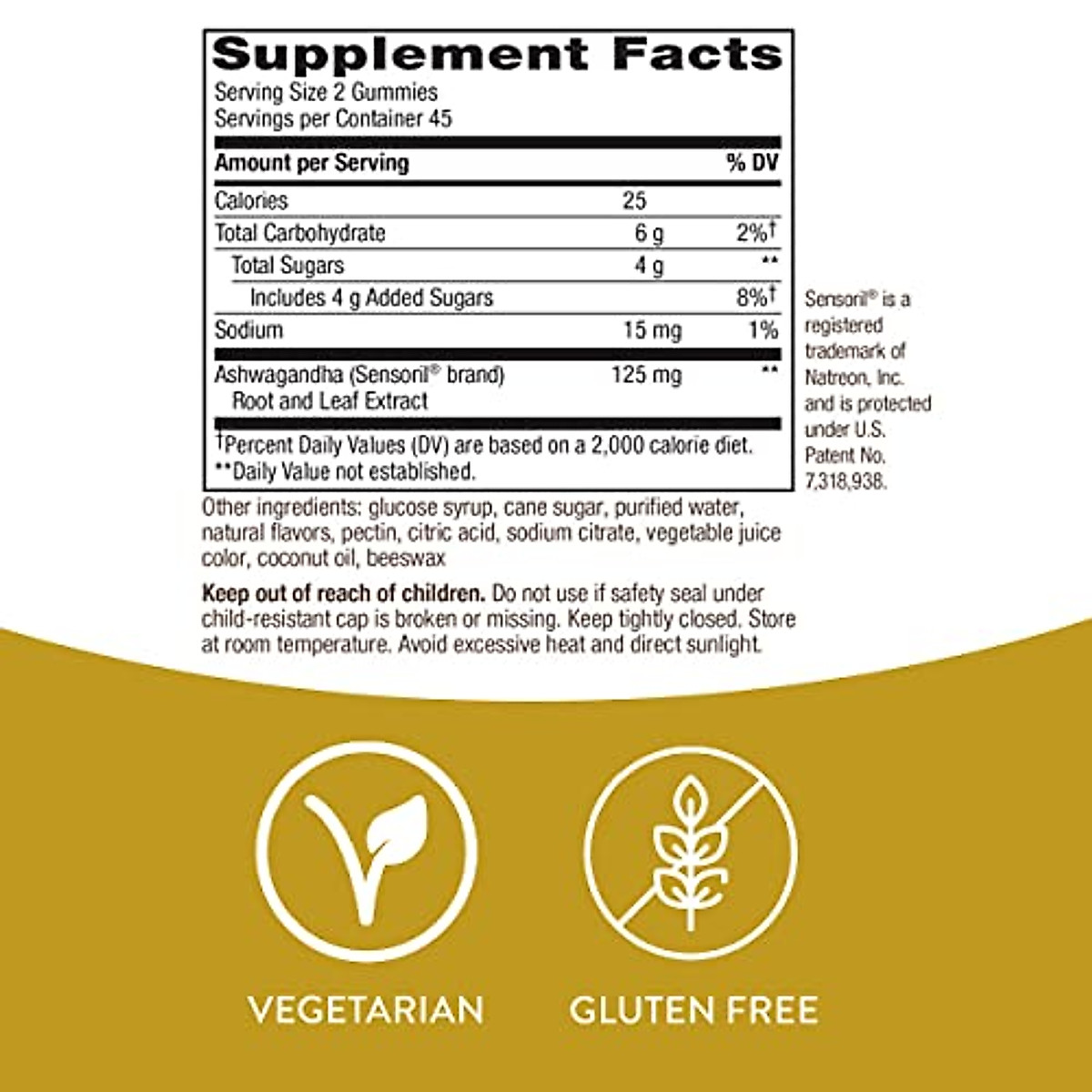 Nature’s Way Ashwagandha Gummies, Reduces Stress*, Adaptogenic Herb*, 125 mg Per Serving, Berry Flavored, 90 Gummies