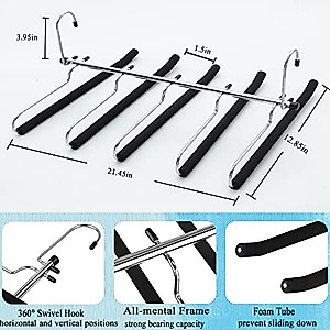 [Upgrade] Pants Hangers Space Saving,2 Pack Multi-Functional Hangers-All Metal Frame, Anti-Slip Design,Open-Ended Design,Closet Organizer for Trousers Scarves Skirts