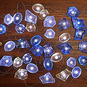 WSgift Sea Glass String Lights, Beach Theme Decorative Lights 19 Ft 40 LED USB Plug-in with Remote and Timer for Indoor Outdoor Tent Wedding Nursery Bedroom Party Birthday