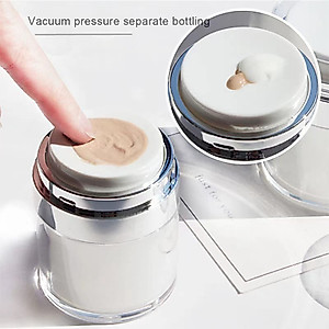 3 Pack Airless Pump Jars - Cream Jar Vacuum Bottle Dispenser, Empty Acrylic Makeup Cosmetic Jar Containers with Pump, Refillable Airless Travel Lotion Jar for Thick Moisturizer
