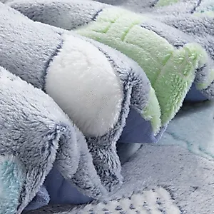 HOMBYS Glow in The Dark Comforter Set 7 Piece Full with Sheets, Blue Dinosaur Velvet Bedding Comforter Sets for Twin Bed, Ultra Soft Down Alternative Comforter for Boys Kids, Bed in a Bag