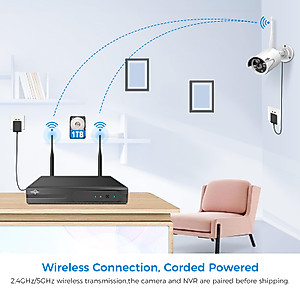 [Expandable 10CH,2K] Hiseeu Wireless Security Camera System with 1TB Hard Drive with One-Way Audio,10 Channel NVR 4Pcs 1296P 3MP Night Vision WiFi Security Surveillance Cameras DC Power Home Outdoor